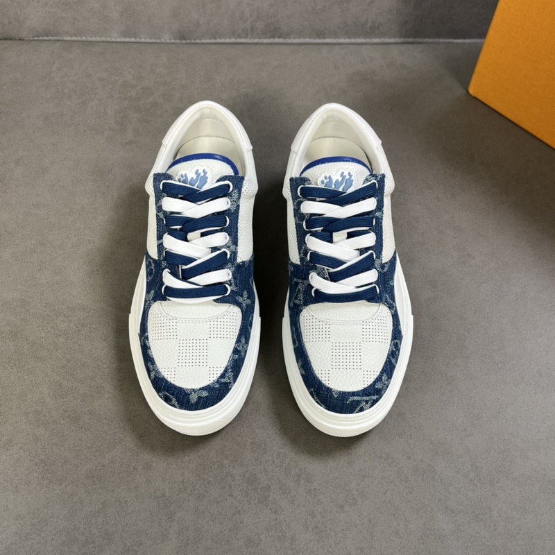 L 本款 LV Ollie 運動鞋，皮面沖孔大號 Damier 圖案，搭配